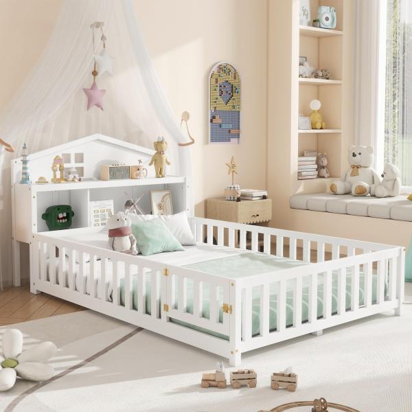 商品名:  Mirightone Full House Bed with Storage Headboards and Blackboards,Versatile Full Size Platform Beds with Guard Rai...