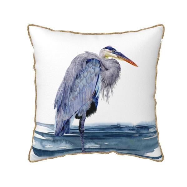 商品名: ベルベット クッションカバー 動物 水彩 青サギ 鳥 ゴールドエッジ 枕カバー ホームデコ ピローケース 標準サイズ 18×18 ソファ 車 椅子 寝室 リビングルーム クッションカバー Velvet Throw Pillow C...