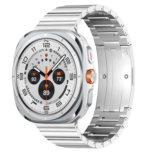 商品名: LDFAS Galaxy Watch Ultra用バンド、チタンメタルウォッチバンド 隠しバックル付き モダンスタイル Samsung Galaxy Watch 7 Ultra 47mm対応 バンド、シルバー LDFAS for ...