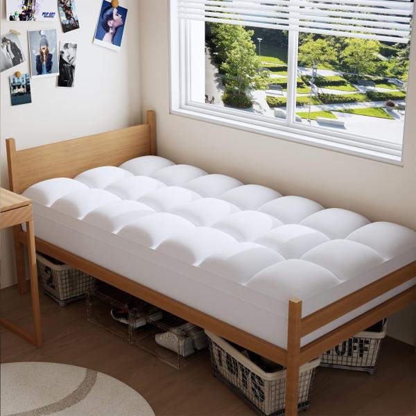 商品名: Topllen ツインXL マットレストッパー 背中の痛み用 極厚ピロートップ マットレスパッドカバー 8インチ~21インチの深いポケット付き ソフトマットレスプロテクター 中綿入り 大学寮の代替品 (ホワイト、ツインXL) To...