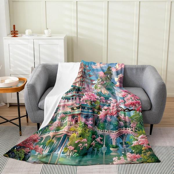 商品名:  Pink Palace All Season Bed Blanket Chinese Style Old Building Plush Throw Blanket,Fairy Tale Theme Home Decorative...