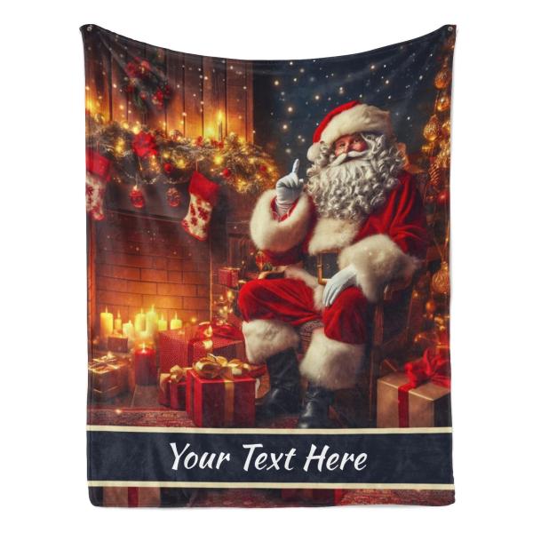 商品名:  Personalized Christmas Blanket Santa Claus, Custom Blanket with Text Name, Super Soft Throw Blanket for Couch Bed ...
