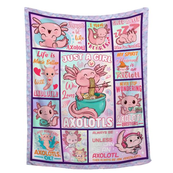 商品名: Axolotlsスローブランケット、Axolotlsブランケットギフト、Just A Girl Who Loves Axolotlsブランケット、ソフトで軽量なフランネルブランケット、暖かくふわふわで心地よいプラッシュブランケット...