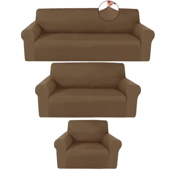 商品名: Peryiter ソファー家具カバー3点セット ソファ/ラブシート/カウチアームチェア用 フォームフィット ストレッチ しわ防止 家具プロテクター (チョコレートカラー、ミルクシルクスパンデックス) Peryiter 3 Pcs ...