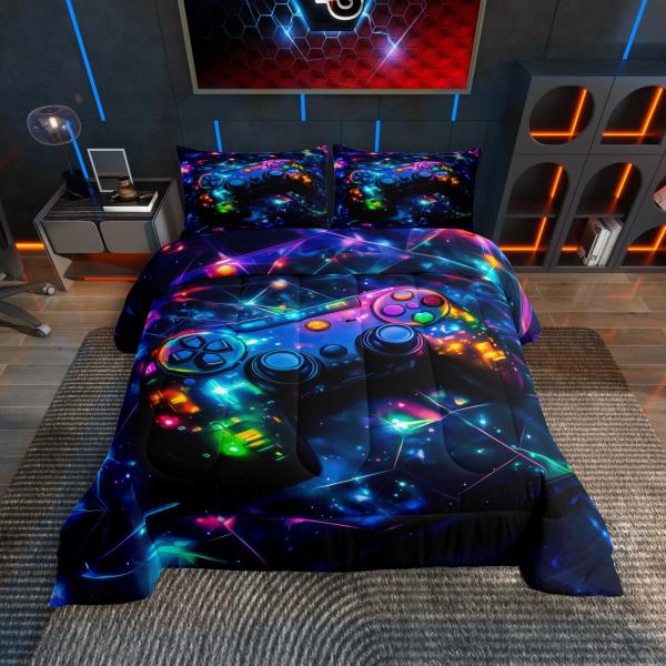 商品名:  Feelyou Kids Gamer Comforter Set Queen Size, Galaxy Gaming Bedding Set Glitter Game Comforter Boys Girls Gamepad T...
