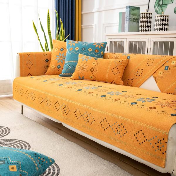 商品名:  nstvifu Boho Chenille Anti-Scratch Couch Cover, Waterproof Jacquard Sofa Cover for Pets, Reversible Geometric Patt...