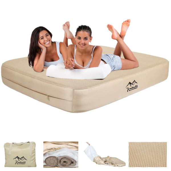 商品名: RGA キャンピングエアマットレス クイーン ポンプ内蔵 高さ13.8インチ 空気注入式 エアベッド 素早く簡単 空気注入/空気を抜く 空気注入式マットレス ポータブルキャリーバッグ付き 自宅/キャンプ用空気注入式ベッド Camp...