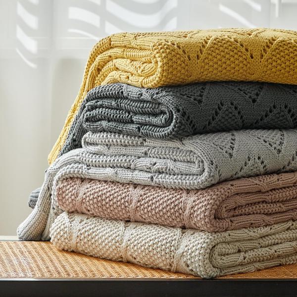 商品名: Longhui Bedding チャンキーコットンニットスローブランケット カウチ、ソファ、ベッド、椅子用 装飾的で通気性のある秋用ケーブルニットブランケット 60 x 80インチ、ライトブルー Longhui bedding C...