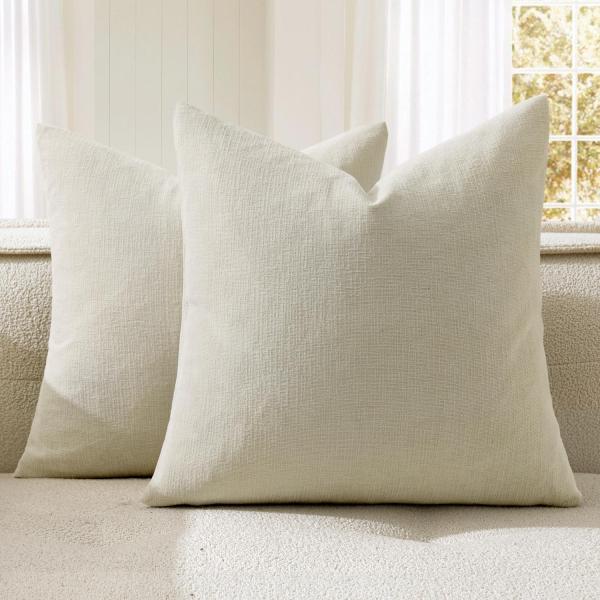 商品名:  MIULEE Cream Couch Pillow Covers 20x20 Inch, Set of 2 Soft Chenille Decorative Square Throw Pillow Covers Farmhous...