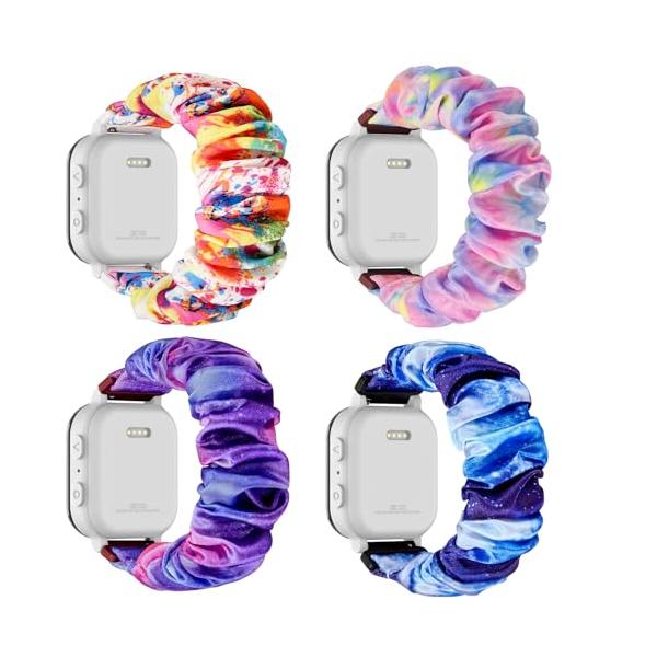 商品名: シュシュキッズバンド 4本パック Gizmo Watch 3 2 1/Gabb Watch 3e 3 2 1/Sync UP/Cosmo Jrトラックウォッチに対応 20mm 伸縮性ソロループ かわいいバンド 男の子&amp;女の...