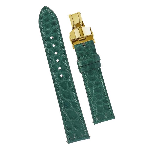 商品名:  22mm Flat Green AIIigator Watch Band Deployment Clasp Quick Release Slim Leather Strap Butterfly Buckle Croc Repla...