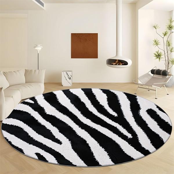 商品名:  Round Rugs 6' x 6', Animal Print Zebra Pattern Washable Round Rug for Living Room, Abstract Stripes Non Slip Round...