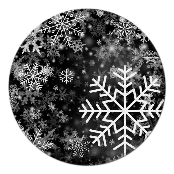 商品名:  Snowflake Round Area Rug 3ft,Christmas Black White Snow Winter Holiday Watercolor Festival Circle Floor Mat for Be...