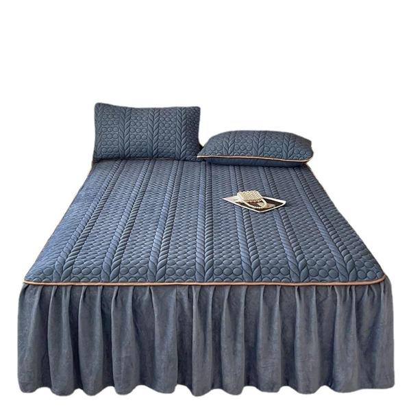商品名:  Quilting Soft Queen Fitted Quilted Bedspread Thick Warmfor Winter Ruffle Bed Skirt Crystal Velvet Wrap Around Beds...