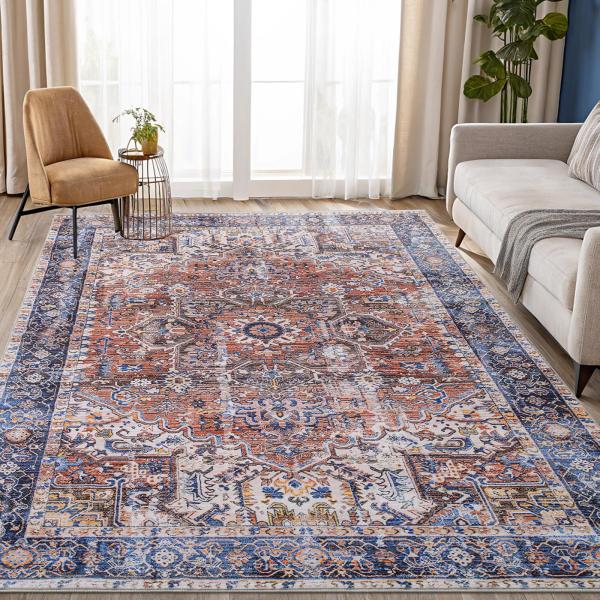 商品名:  Smiry Area Rugs for Living Room Bedroom, Machine Washable 5x7 Vintage Rug, Soft Plush Bedside Floor Carpet for Far...