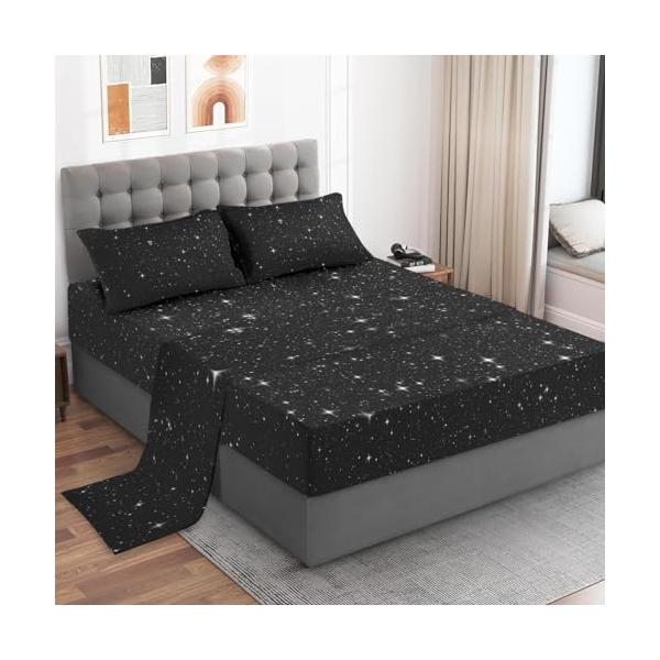 商品名:  Pamnest Queen Size Bed Sheet Sets, Star Sky Black Soft Microfiber 4 Pcs Bedding Sets for Kids and Adults Bedroom B...