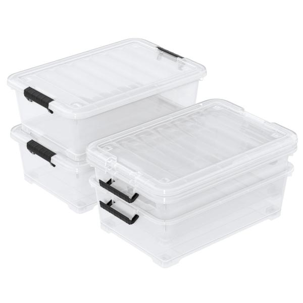 商品名: Waikhomes ベッド下ストレージコンテナ 4個パック 透明蓋付き 大きな積み重ね可能 プラスチック製ラッチボックス キャスター付き 40クォート Waikhomes 4 Packs Under Bed Storage Con...