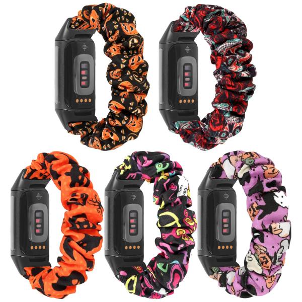 商品名:  Scrunchie Watch Bands for Fitbit Charge 5/6, Elastic Stretchy Replacement Band, 5 Pack (Halloween Series, Medium)ブ...