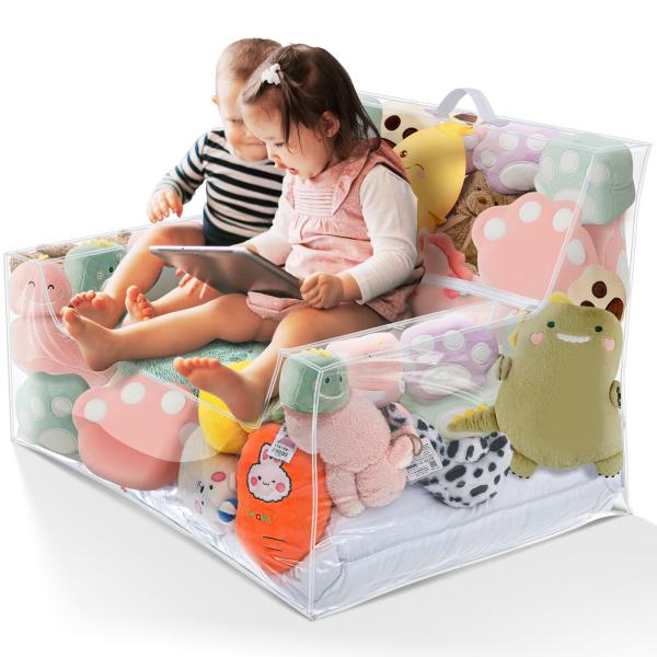 商品名: Teenyyou ぬいぐるみ収納 ビーンバッグ 椅子 ソファカバー ジッパー 大型 透明 ポリ塩化ビニル製 オーガナイザー ビーンバッグシート 部屋の整理にのみ 詰めた状態のぬいぐるみ(38インチ、ソファスタイル) Teenyyo...