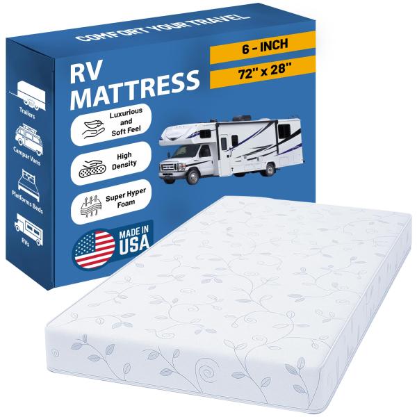 商品名: Greaton(グレートン) 6インチ 高密度フォームRVマットレス交換用 中程度の硬さ トレーラー、キャンピングカー、ソファベッド、その他の家具用途に最適 72インチ x 28インチ ホワイト Greaton, 6-Inch H...