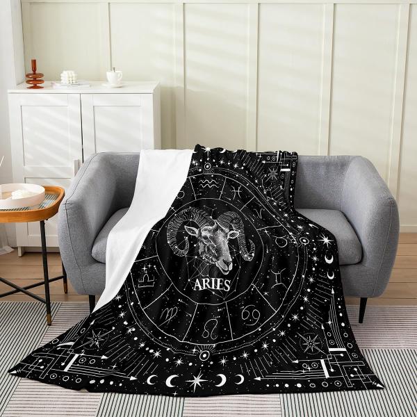 商品名: Feelyou 牡羊座ブランケット クイーン 90インチx90インチ 干支 フラシ天スローブランケット ソファ カウチ キッズ 男の子 女の子 装飾 サイケデリック フランネル フリース ブランケット 12星座 ブラック 寝室 F...
