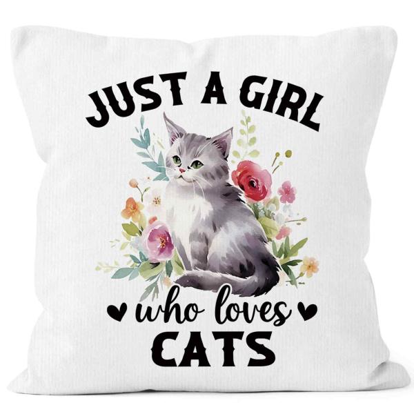 商品名:  MONALET Just a Girl Who Loves Cats Throw Pillow Covers 18x18, Gifts for Cat Lovers Women Girls, Cat Decor Pillow C...