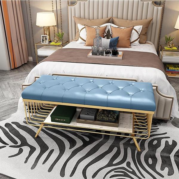 商品名:  JAVPTAV Premium Metal Entryway Shoe Rack Bench Shoe Organizer, Modern Porch Bench Seat End of Bed Storage Bench, E...