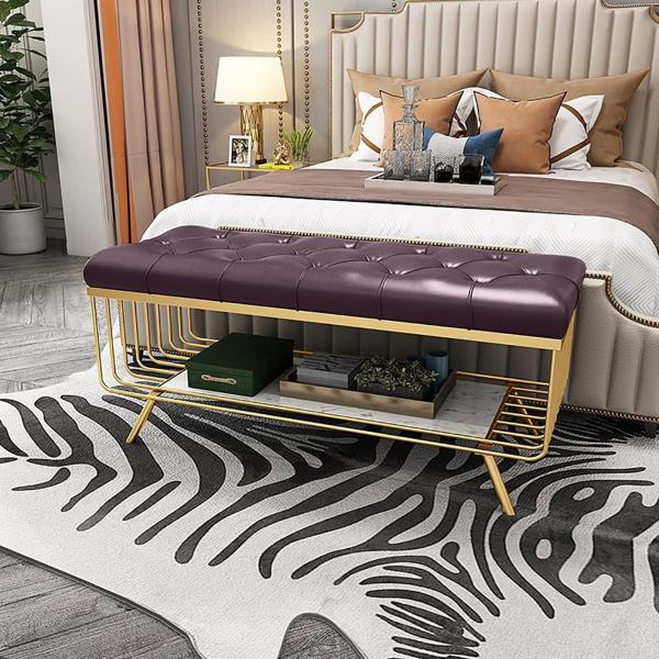 商品名:  JAVPTAV Premium Metal Entryway Shoe Rack Bench Shoe Organizer, Modern Porch Bench Seat End of Bed Storage Bench, E...