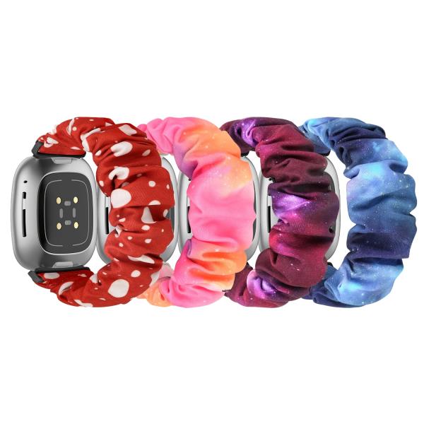 商品名: ShuYo (シュヨ) シュシュバンド Fitbit Sense / Sense 2 / Versa 3 / Versa 4対応 レディース 4個パック 伸縮性ナイロン シュシュ交換用ストラップ ソフトストレッチリストバンド Fi...