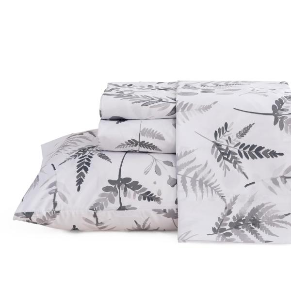 商品名:  JSD Boho Floral Sheet Set King Size, 4 Piece Grey Herbs Ferns Printed Microfiber Bed Sheets Deep Pocketブランド: JSD商品...