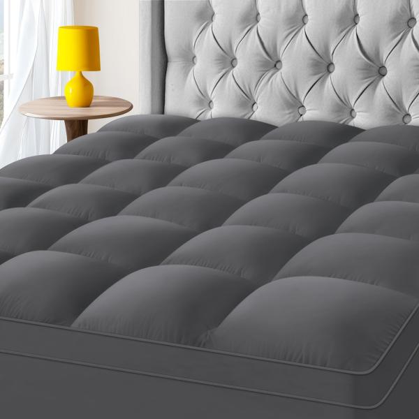 商品名: Kayfia 極厚マットレスパッドトッパー キング/グレー KAYFIA King Mattress Topper, Extra Thick Mattress Pad Cover for Deep Sleep,3D+7D Snow...