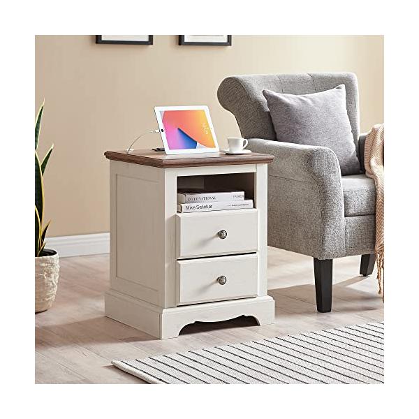 商品名:  RedLemon 18 Inch Nightstand with Charging Station, Wood End Table with 2 Drawers for Living Room, Vinatge Sofa Sid...