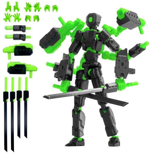 商品名: T13 アクションフィギュア ヘリックスロボット 8インチ 組み立て完了 T 13 3Dプリントロボ 13 - SF愛好家のためのプレミアムアクションフィギュア (ブラックグリーン) SGYYSG T13 Action Figur...