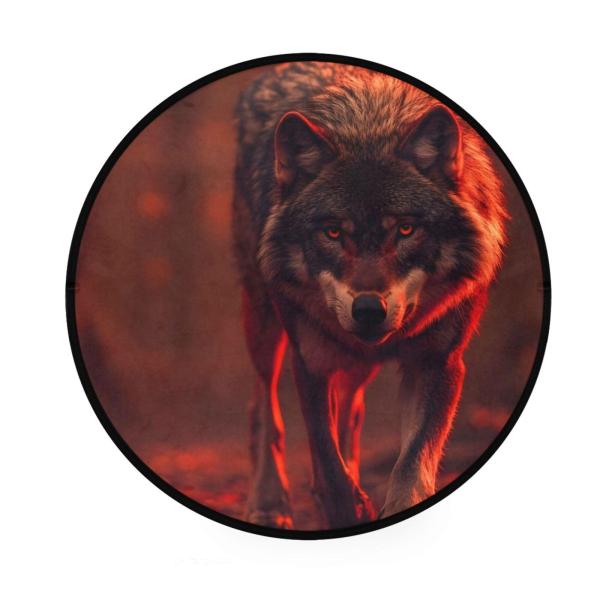 商品名:  YMGQYJ Area Rug Red Wolf Forest Print 3 Ft Round Indoor Throw Area Rugs, Circle Floor Mat Carpet for Living Room D...