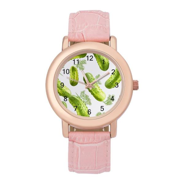 商品名:  Pickles Cucumbers Wrist Watches for Women Pink Leather Band Watch Fashion Three-Hand Watch Gift for Ladiesブランド: Ge...