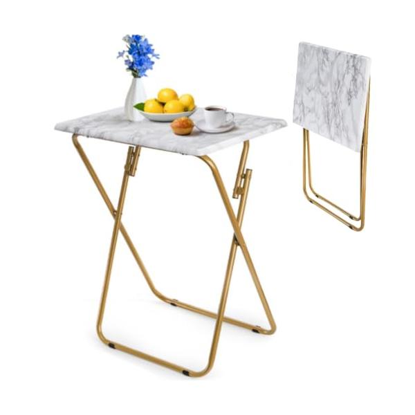 商品名: ZAVOOS 折りたたみ式テレビトレイテーブル、長方形テレビトレイ ディナースナックテーブル ソファでの食事用 ポータブルで頑丈な大理石ノートパソコンテーブル 組み立て不要 ベッド、リクライニングチェア、小さなスペース。 ZAVO...