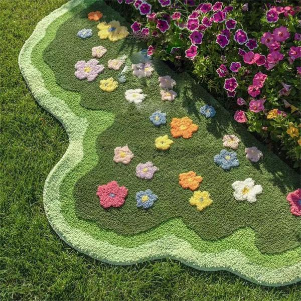 商品名:  Green Moss Area Carpet Rug for Bedroom,Irregular Unique Cute Bathroom Rugs,Washable Rug Green Aesthetic Bed Rug Li...