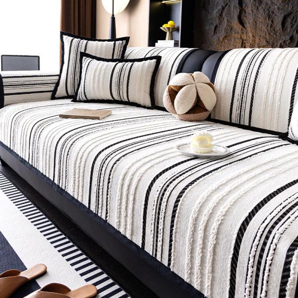 商品名:  Rosygulls Luxury Sectional Couch Cushion Cover for Furniture Protect,Washable Sofa Cover for Sofa,Striped Chenille...