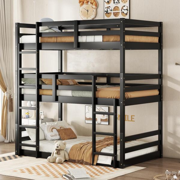 商品名:  Hommoo Triple Bunk Bed Twin Over Twin Over Twin Wood Bed Frame Convertible Loft Bed for 3 Teens Adults with Ladder...
