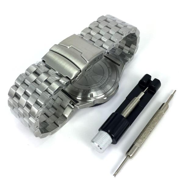 商品名: ARMER STRAPS メタル交換用腕時計バンド Luminox Pacific Diver Watch対応ブレスレットシリーズXS.3120 3130 3140 3150に適合シルバートーン 24mm ソリッドヘビーリンク ダ...