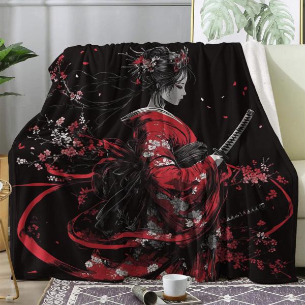 商品名:  NurnXus Japanese Geisha Blanket, Female Samurai Throw Blanket for Couch 80x90 Inches Soft Decor Gothic Style Bed B...