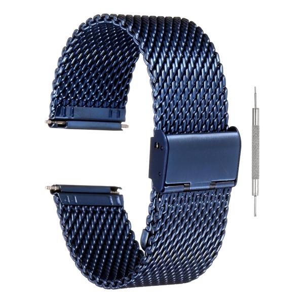 商品名: HARFINGTON ステンレススチールメッシュ腕時計バンド クイックリリース式 調節可能な金属製交換用腕時計ストラップ 男女兼用, ブルー, 24mm HARFINGTON Stainless Steel Mesh Watch ...