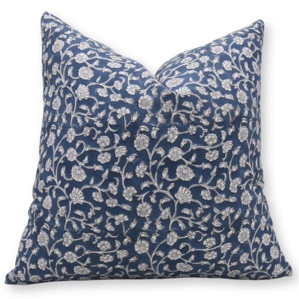 商品名: Fabritual フローラルブロックプリント ダックキャンバス 16X16インチ スローピローケース クッションカバー ソファ、カウチ、ベッド、秋の装飾、農家、アウトドア、リビングルーム、ボーホーホーム装飾、ヒマーチャル、ブルー...