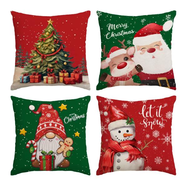 商品名:  Neatee Living Christmas Pillow Covers 24x24 Set of 4 Red Green Xmas Gnome Throw Pillows Christmas Tree Deer Snowma...