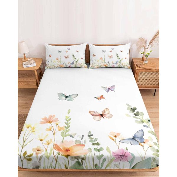 商品名:  Twin Fitted Sheets Deep Pocket Up to 16",Garden Watercolor Blossom Flower Soft Single Mattress Cover with 1 Decora...