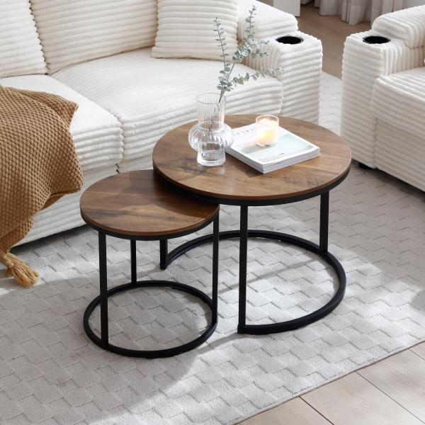 商品名:  Asucoora Round Nesting Tables, Sofa Side Table Set of 2, Coffee Table | End Tables for Living Room Bedroom Balcony...