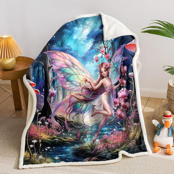 商品名: AILONEN 美しいバタフライスローブランケット、マジックマッシュルームシェルパブランケット、神秘的な妖精の森をテーマにした居心地の良い軽量ブランケット ベッドソファ用、78 x 59インチ AILONEN Beautiful ...