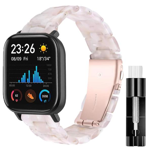 商品名: FitTurn(フィットターン) Sanorum G56スマートウォッチバンド 調節可能な樹脂ブレスレット交換用ストラップ ステンレスメタルバックル付き Sanorum G56アクセサリー用 (ピンクフラワー) Compatibl...