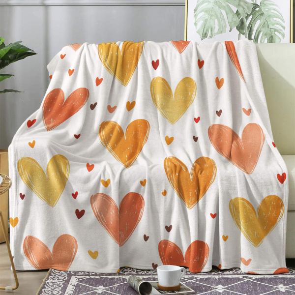 商品名:  NurnXus Lovely HeartBlankets, Orange Yellow Hearts Blankets Throw Size for Bed Decor, Cute Present Blanket for Cou...