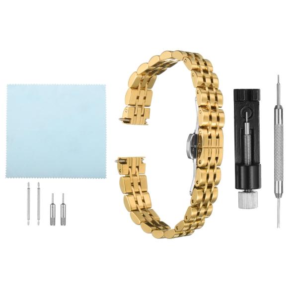 商品名: HARFINGTON(ハーフィントン) ステンレススチールメッシュ腕時計バンド クイックリリースメタルウォッチストラップ 調節可能なバタフライクラスプ交換用バンド 男女兼用, ゴールドトーン, 12mm HARFINGTON St...